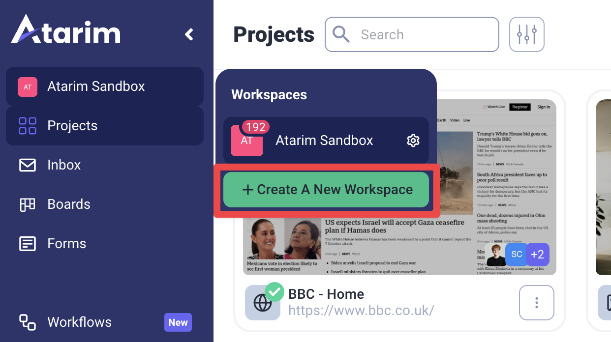 How to Create a New Workspace | Atarim